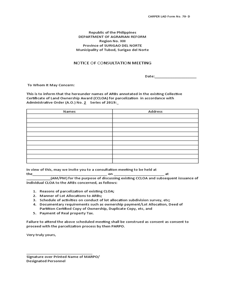 CARPER LAD Form No. 70-D | PDF