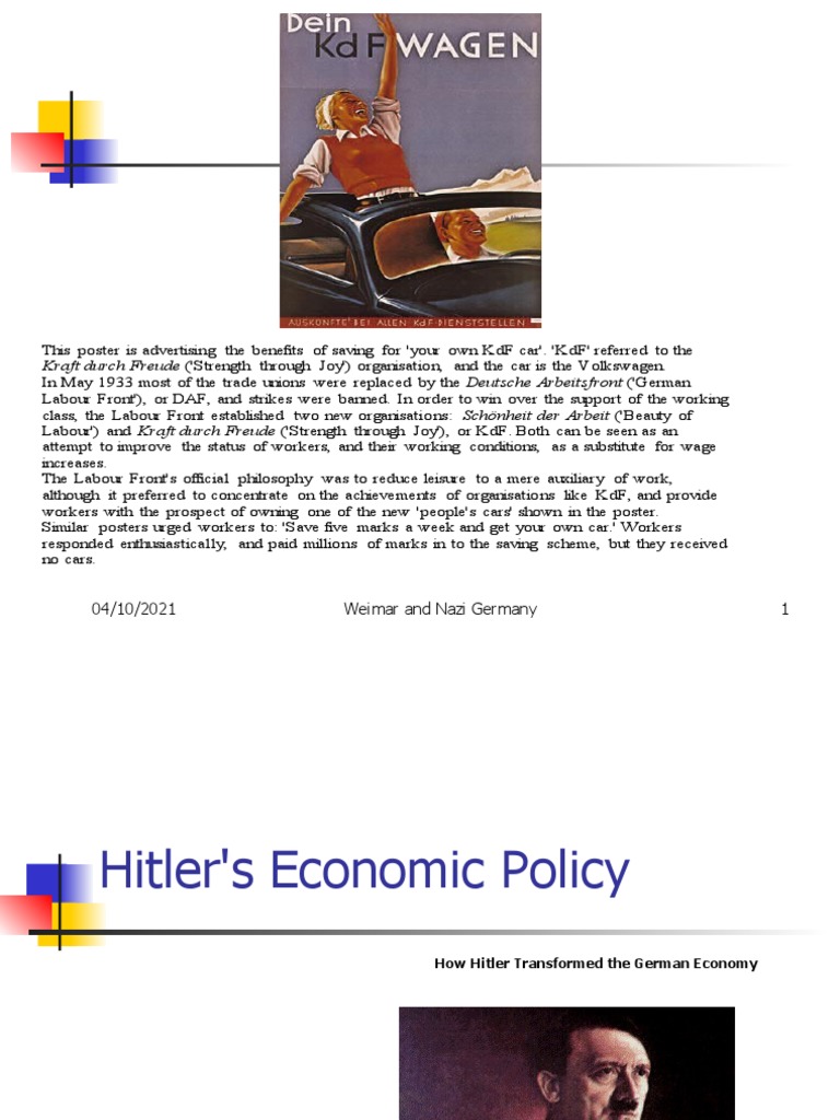 Nazi Economy Policy | PDF | Nazi Germany | Weimar Republic
