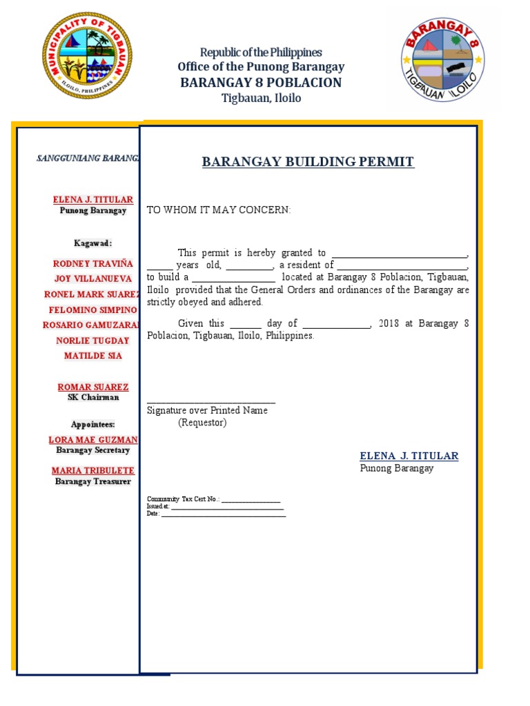 Barangay 8 Poblacion: Office of The Punong Barangay | PDF