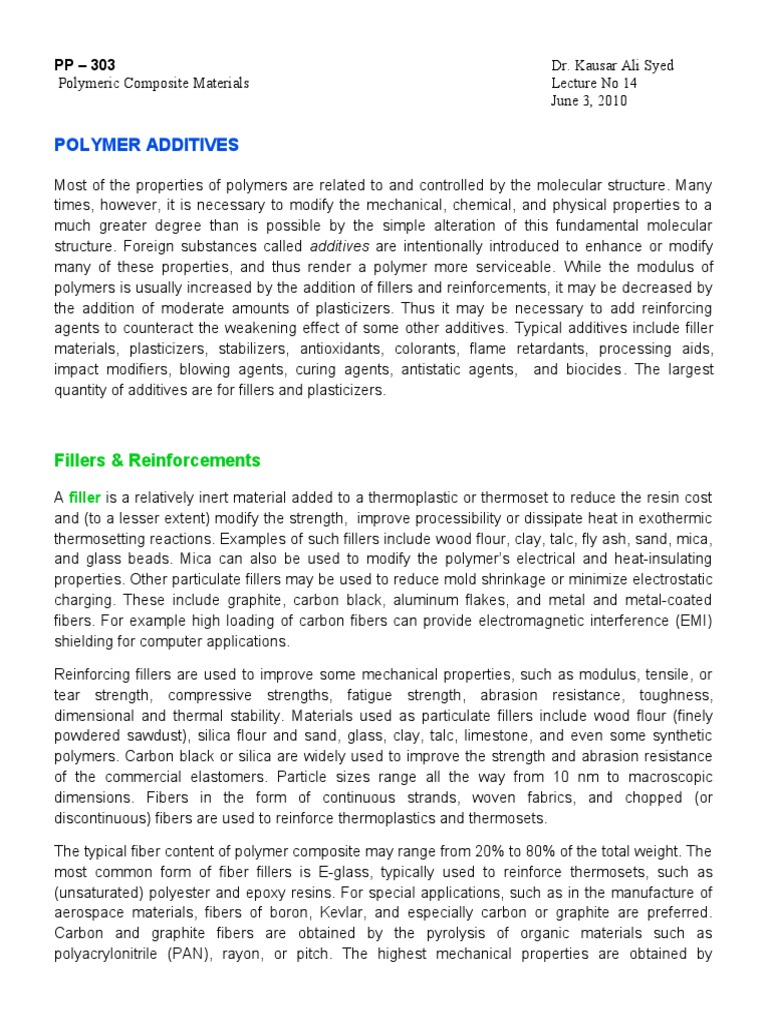 Polymer Additives: Fillers & Reinforcements | PDF | Composite Material ...