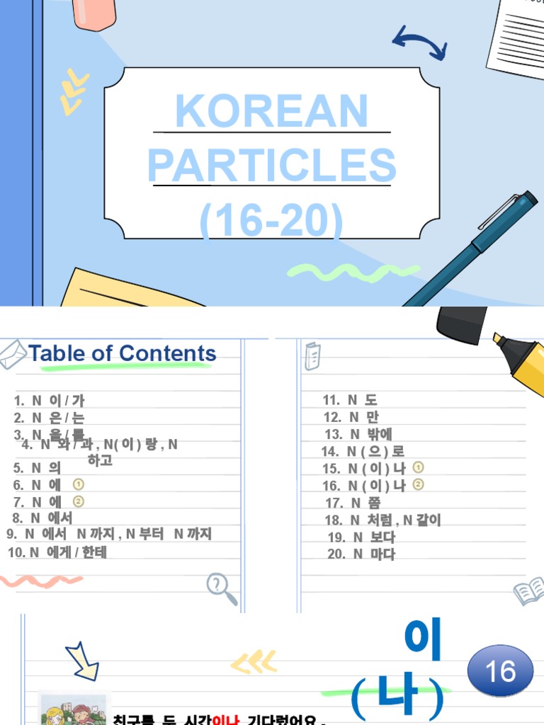 Korean Particles Chart