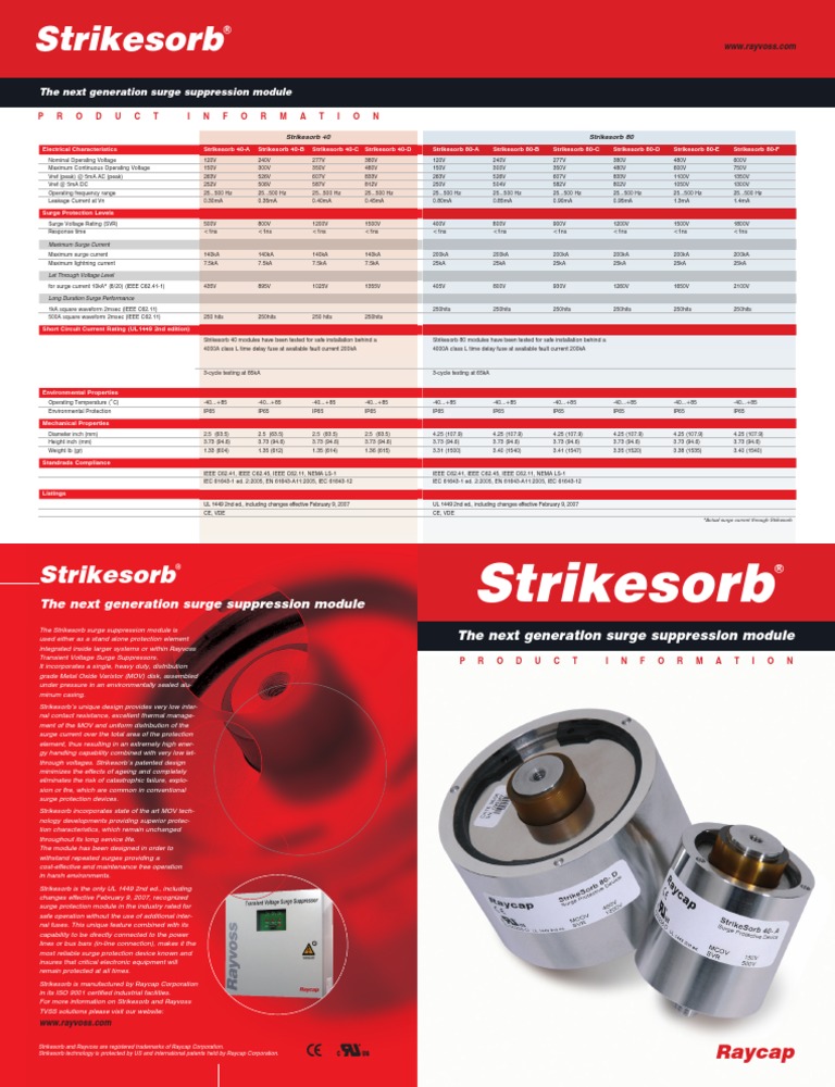 Strikesorb: The Next Generation Surge Suppression Module | PDF | Mains ...
