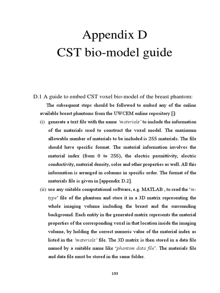 Appendix D CST Bio-Model Guide | PDF | Voxel | 3 D Computer Graphics