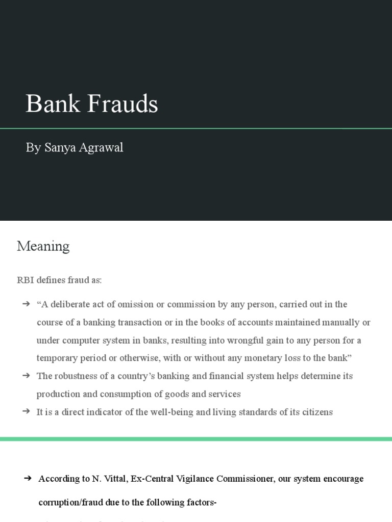 Understanding Bank Frauds: Types, Causes, and Preventive Measures | PDF ...
