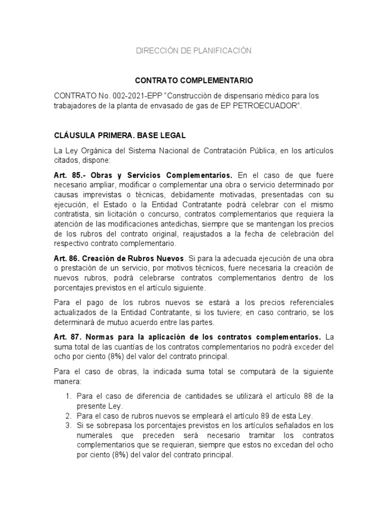 Contrato Complementario | PDF | Business
