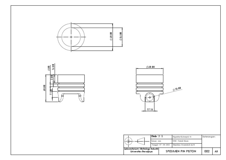 Gambar Teknik Piston 2D | PDF