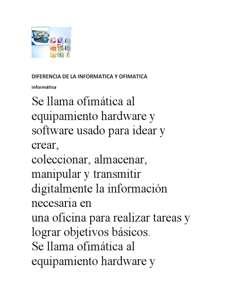 Diferencia de La Informatica y Ofimatica | PDF
