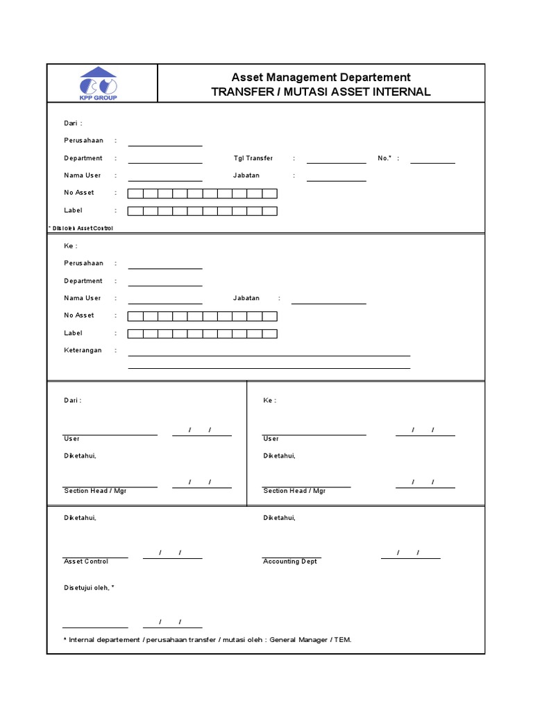 Form Mutasi Asset (Internal) | PDF | Business