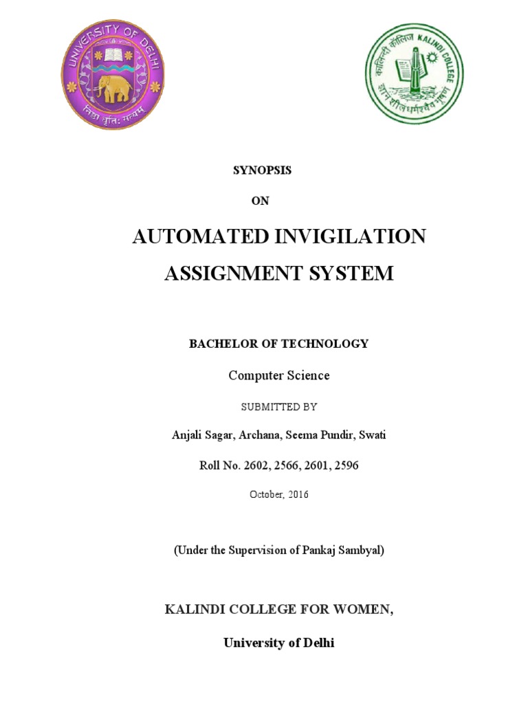 Automated Invigilation Assignment System: Synopsis ON | PDF | Unit ...