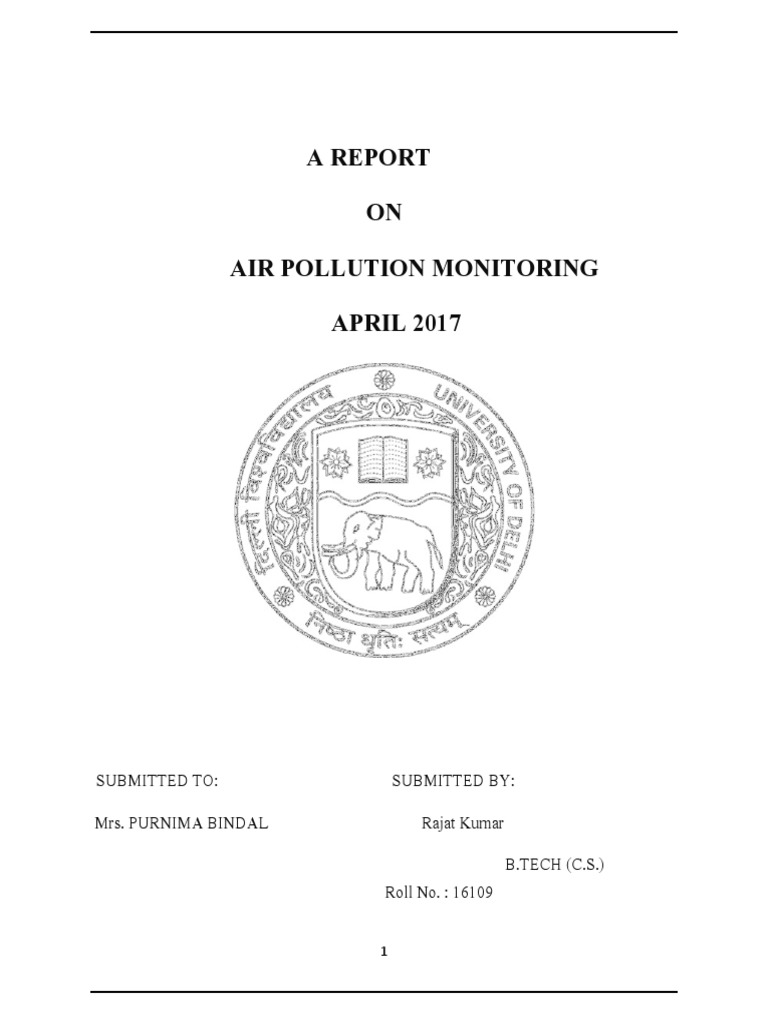 A Report ON Air Pollution Monitoring APRIL 2017 | PDF | Air Pollution ...