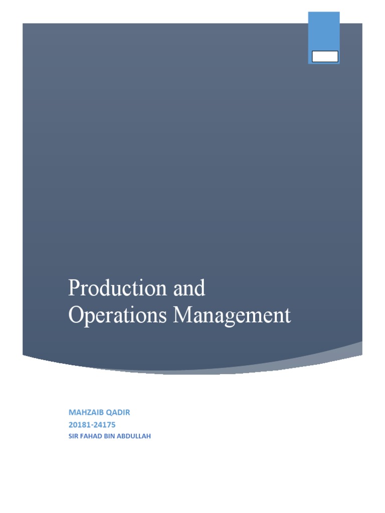 Production Operations Management | PDF | Supply Chain | Supply Chain ...