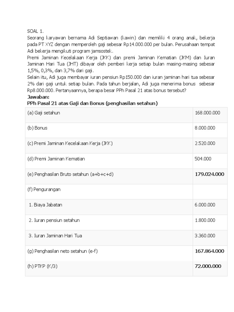 Contoh Perhitungan PPH PSL.21 | PDF