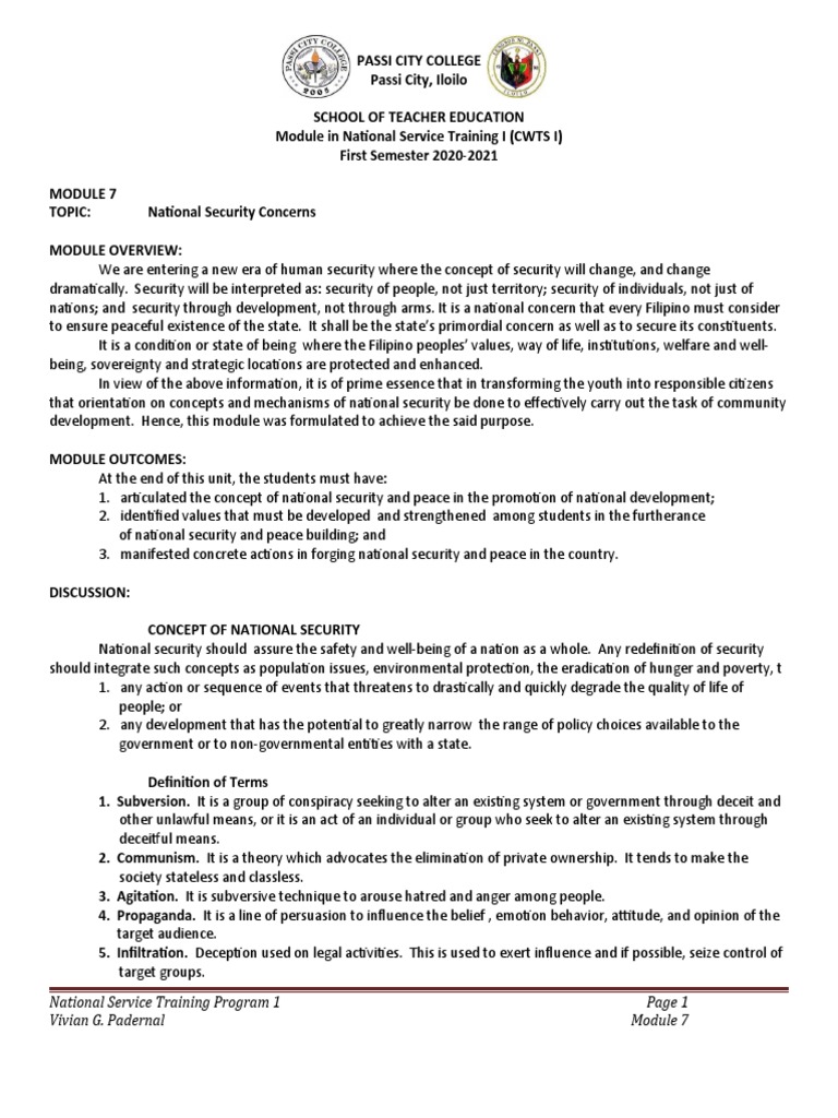 National Service Training Program 1 Vivian G. Padernal | PDF | National ...