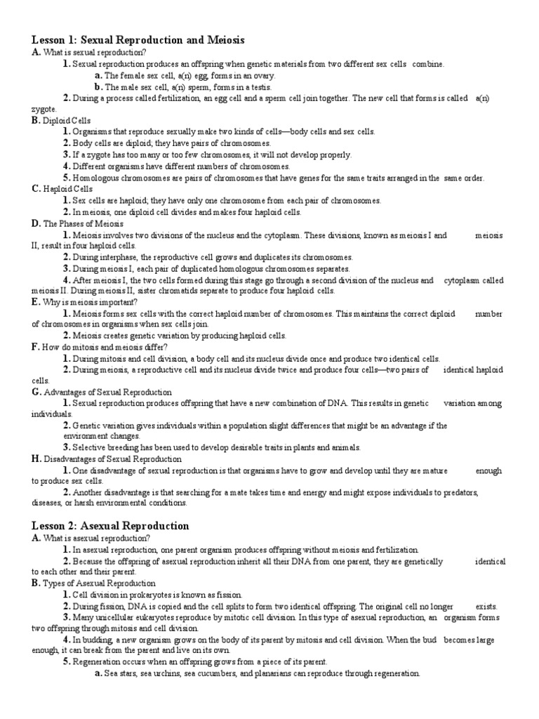 Lesson 1: Sexual Reproduction and Meiosis | PDF | Meiosis | Sex