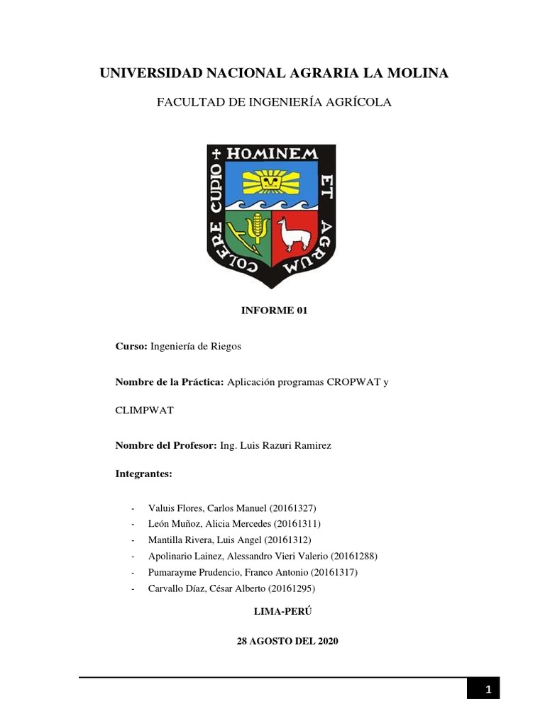Grupo2-Aplicación de Cropwat y Climwat | PDF | Evapotranspiración | Riego