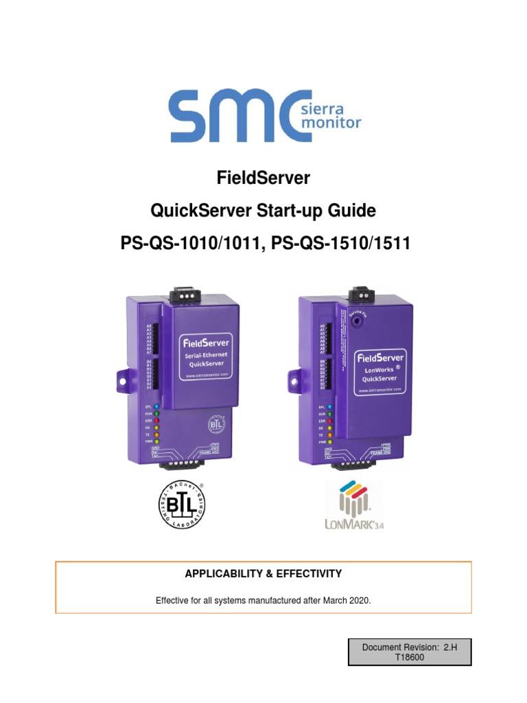 Fieldserver Quickserver Start-Up Guide Ps-Qs-1010/1011, Ps-Qs-1510/1511 | PDF | Public Key ...