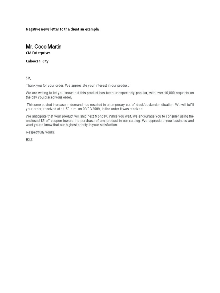 Making Negative News Letter | PDF