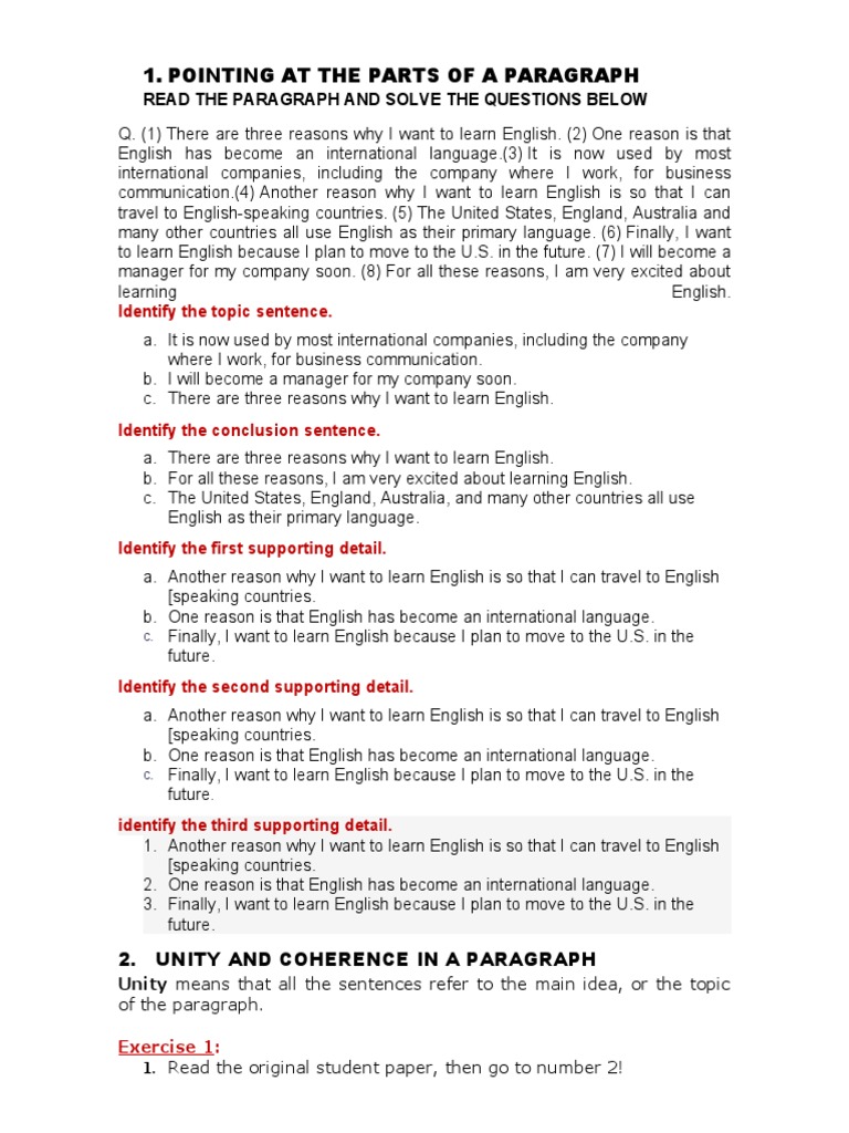 Pointing at The Parts of A Paragraph | PDF | Paragraph | English Language