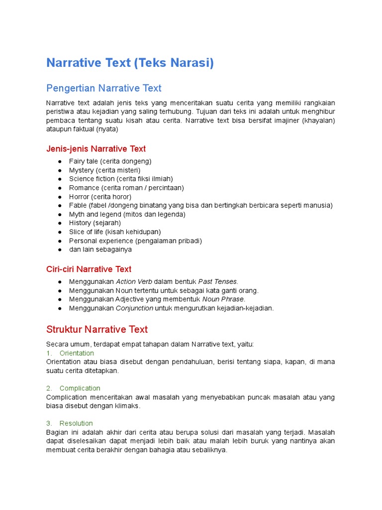 Narrative Text (Teks Narasi) | PDF