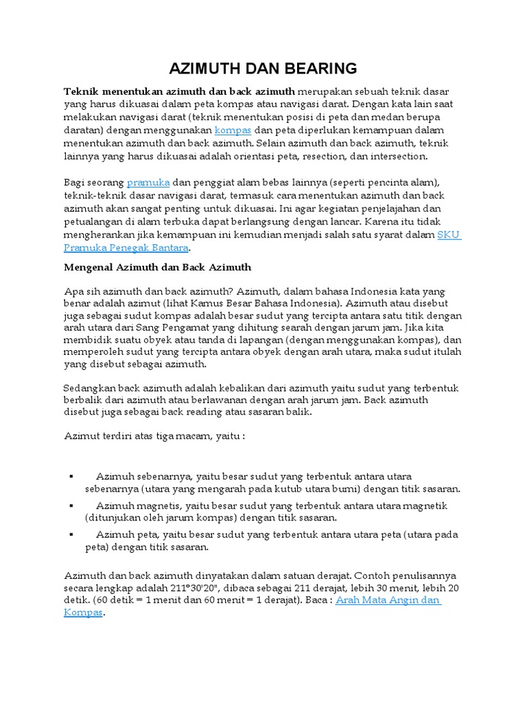 Azimuth Bearing Dan Posisi Pada Peta Pdf