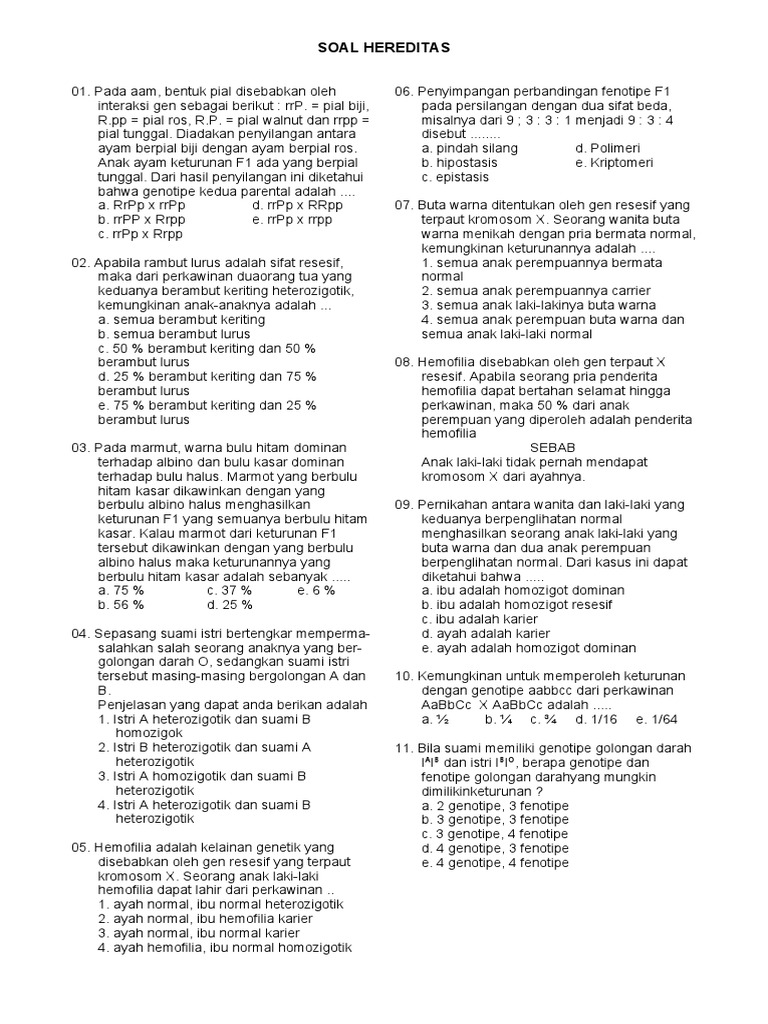Soal Hereditas | PDF | Sains & Matematika