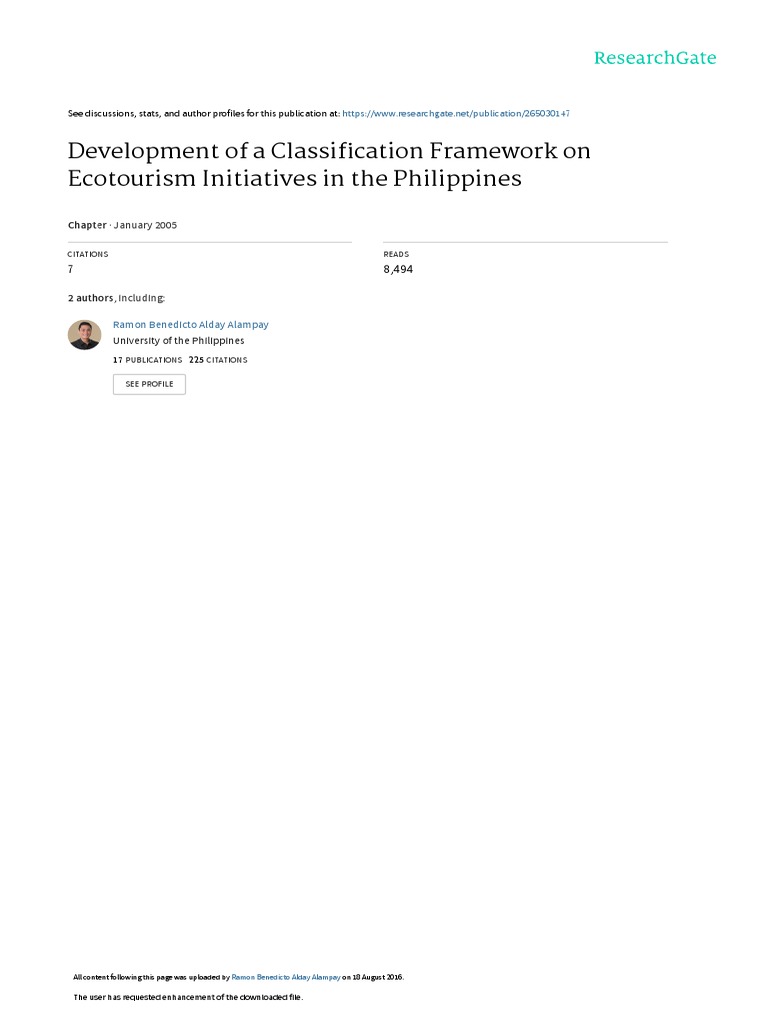 Philippine Ecotourism Framework | PDF | Tourism | Sustainability