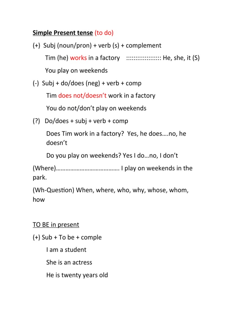 Simple Present Tense Class Explanation | PDF