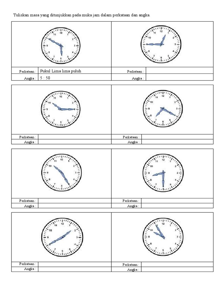 Tuliskan Masa Yang Ditunjukkan Pada Muka Jam Dalam | PDF