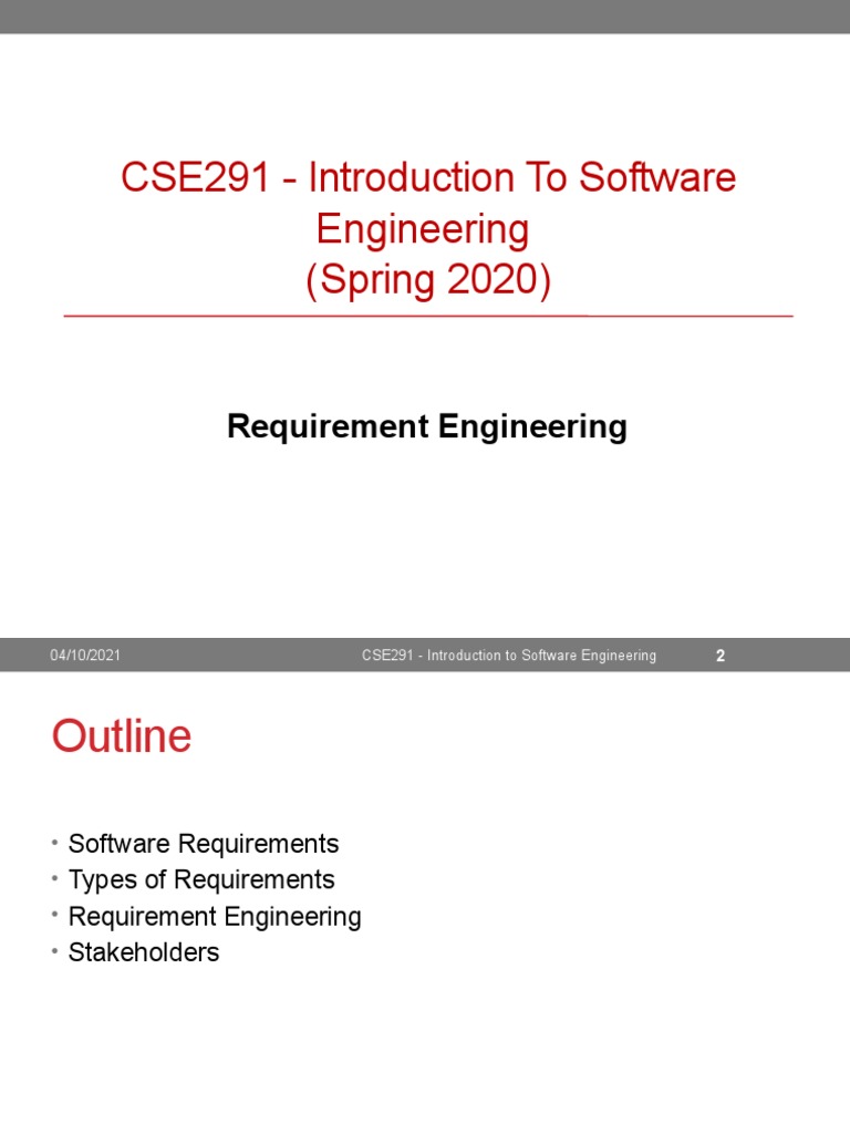 Software Engineering Lecture 5 - Requirements - 1 | PDF | Reliability Engineering | Information ...