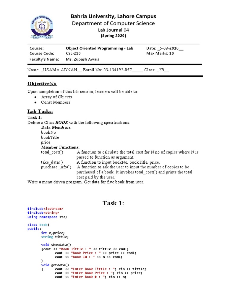 Oop Lab 3 | PDF | Namespace | Object Oriented Programming Oop Lab 3 | PDF | Namespace | Object Oriented Programming