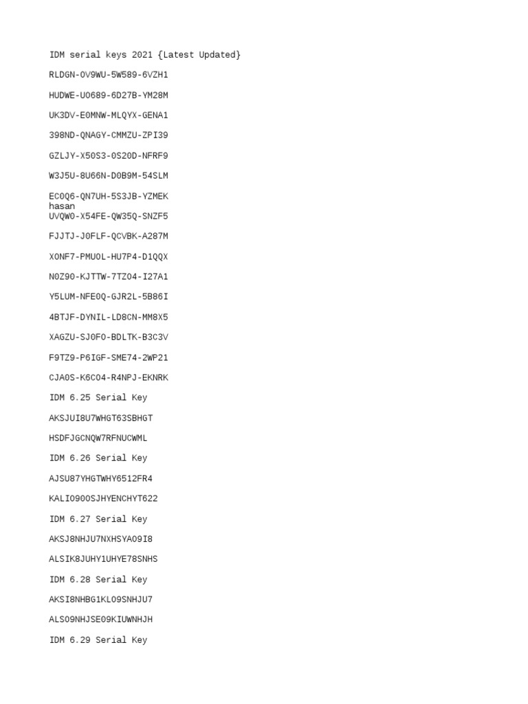 IDM Serial Keys | PDF