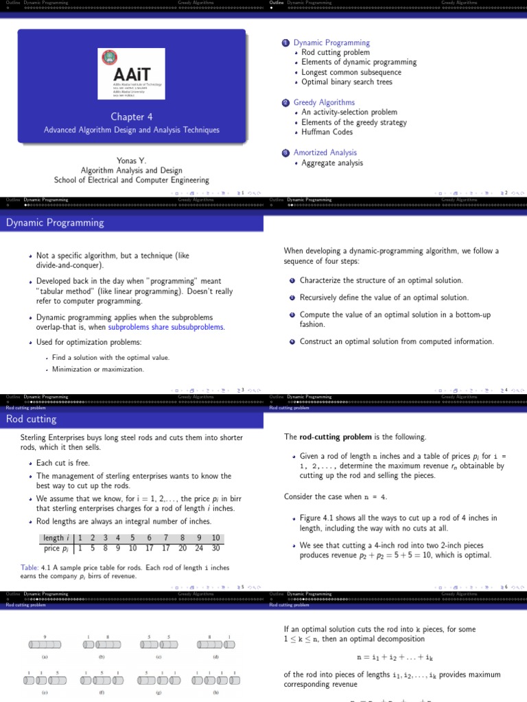 Advanced Algorithm Design and Analysis Techniques: Dynamic Programming | PDF | Dynamic ...