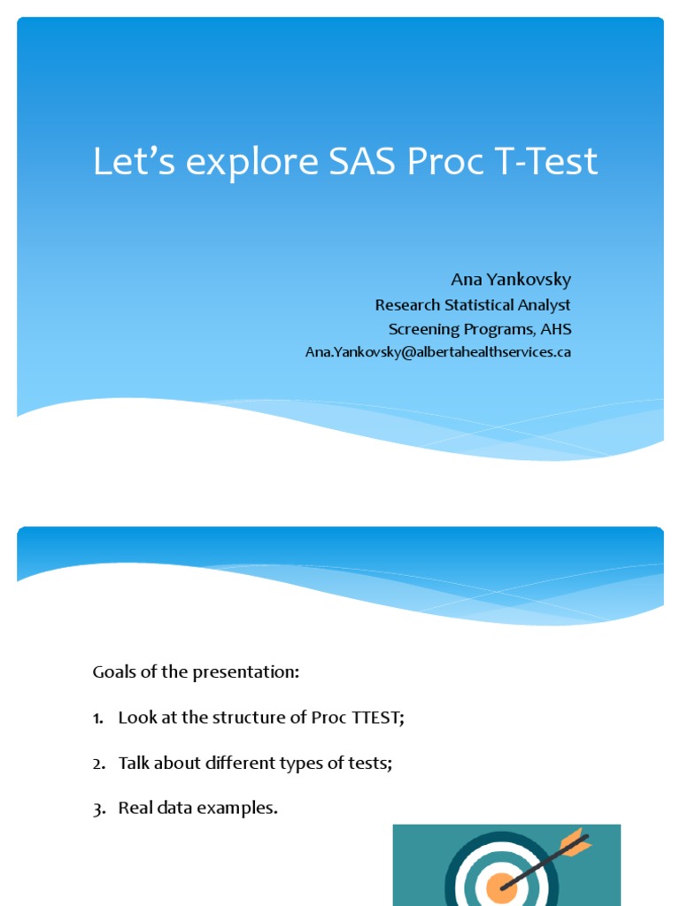 SAS Proc T-Test Guide & Examples | PDF | Student's T Test | Standard ...