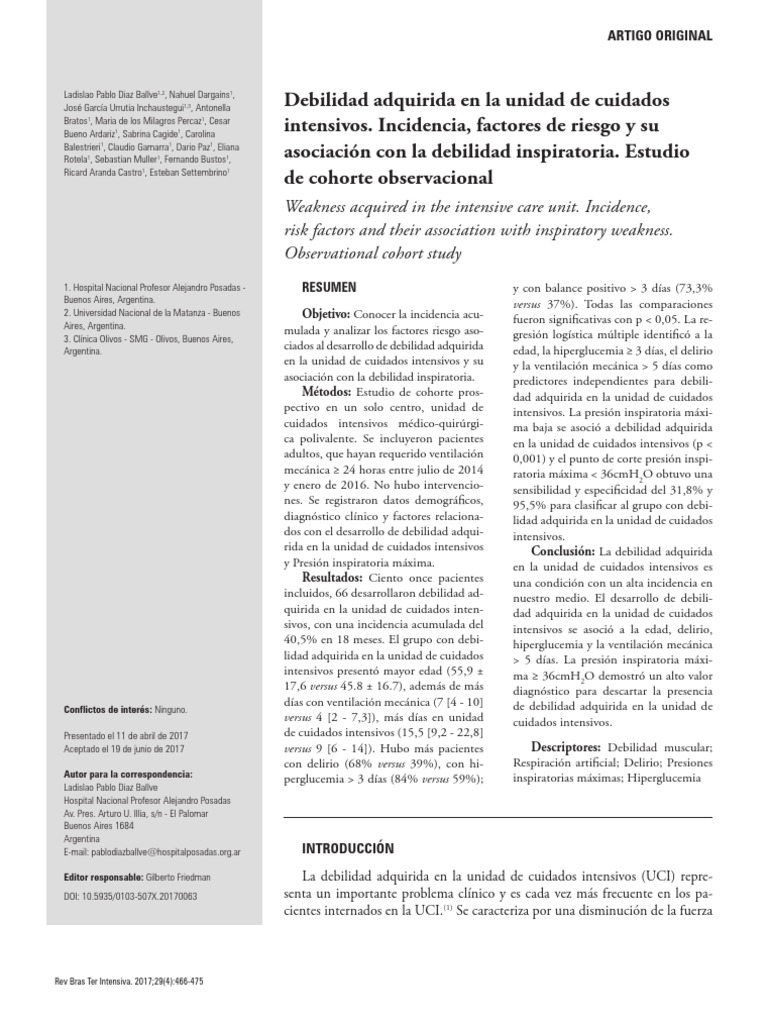 Debilidad Muscular Adquirida en UCI Algoritmo | PDF | Unidad de Cuidados Intensivos ...