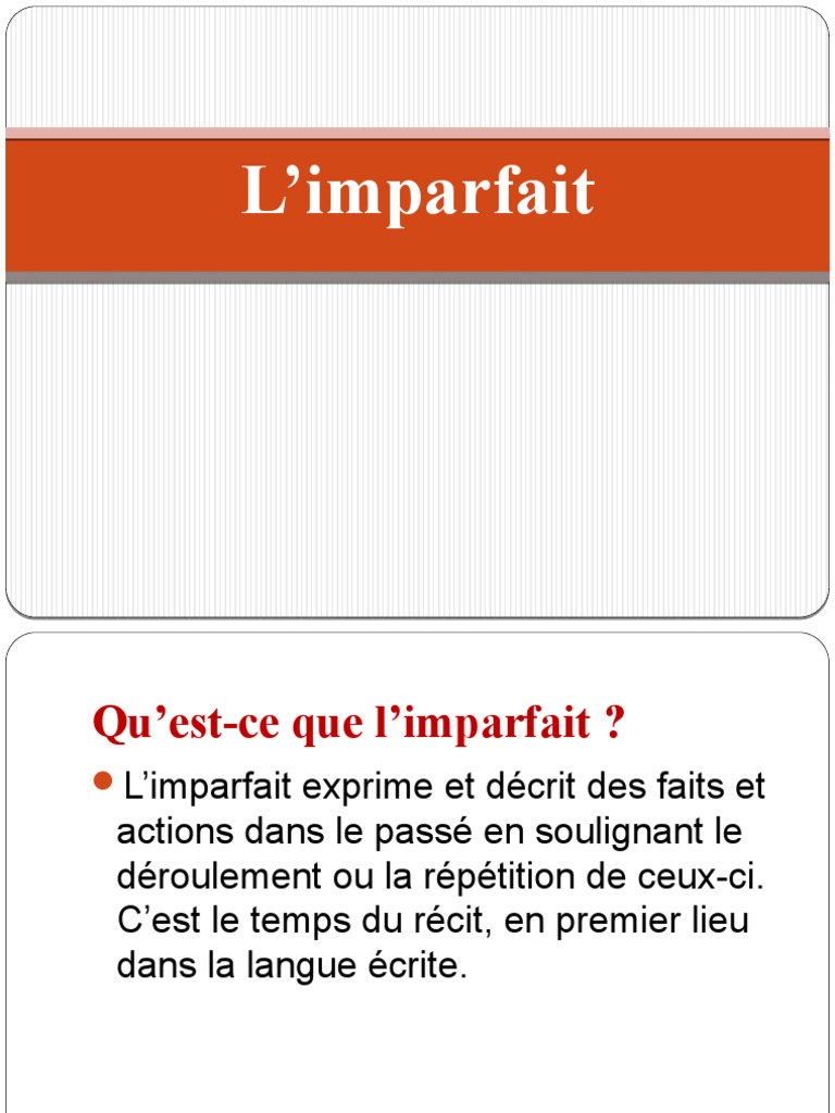 L'Imparfait Lesson | PDF | Verbe | Relations syntaxiques