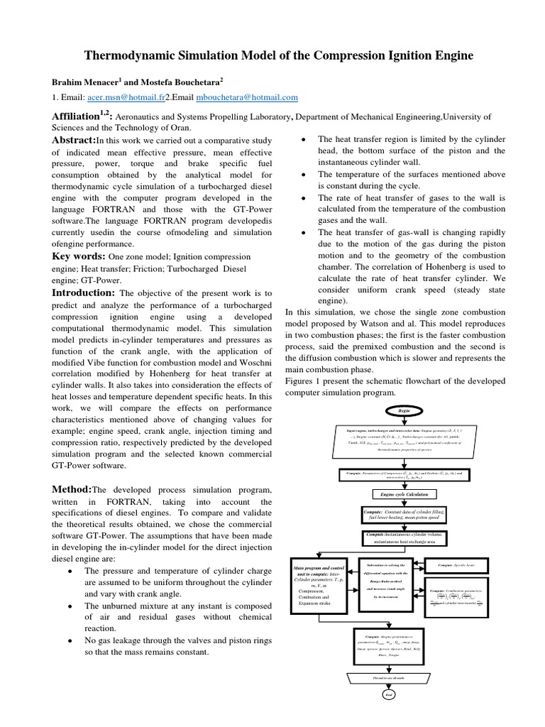 Thermodynamic Simulation Model of The Compression Ignition Engine | PDF ...