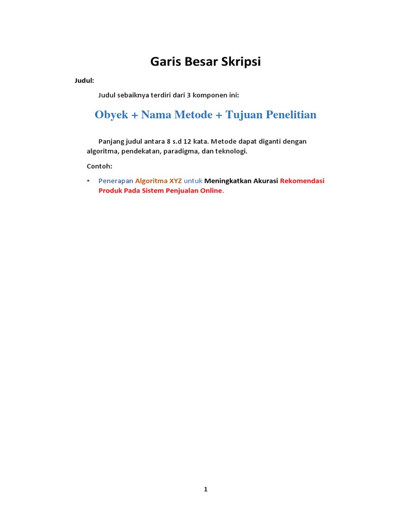 Garis Besar Isi Skripsi (Laporan Penelitian) - 2018 - PSTIF | PDF ...