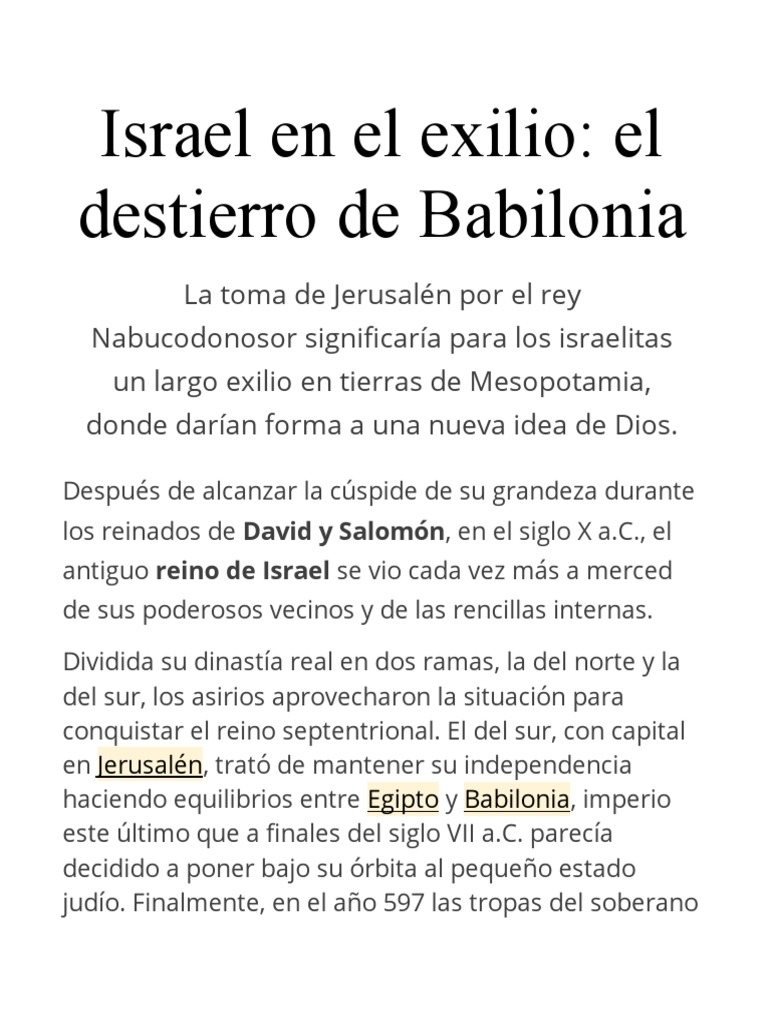 Israel en El Exilio | PDF | Cautiverio babilónico | Daniel (figura bíblica)