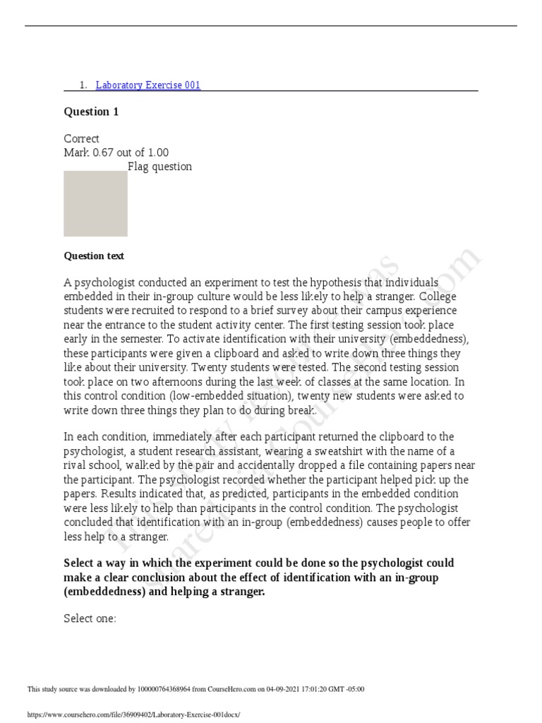 This Study Resource Was: Laboratory Exercise 001 | PDF | Aggression | Psychology