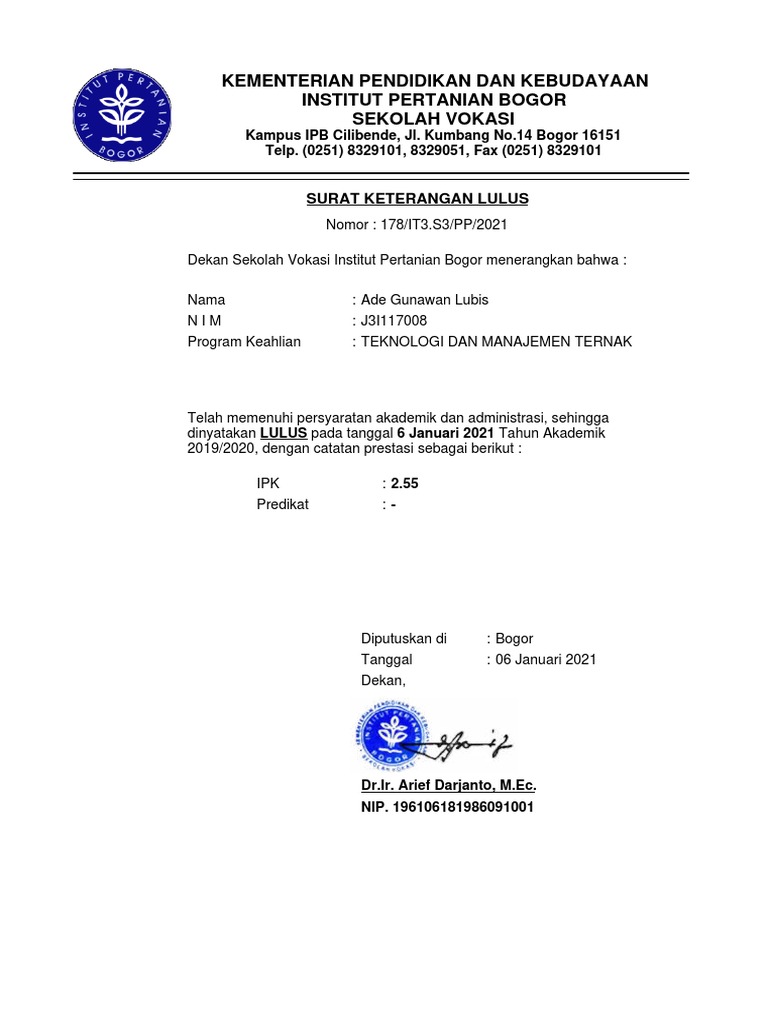 SKL Ade Gunawan Lubis | PDF