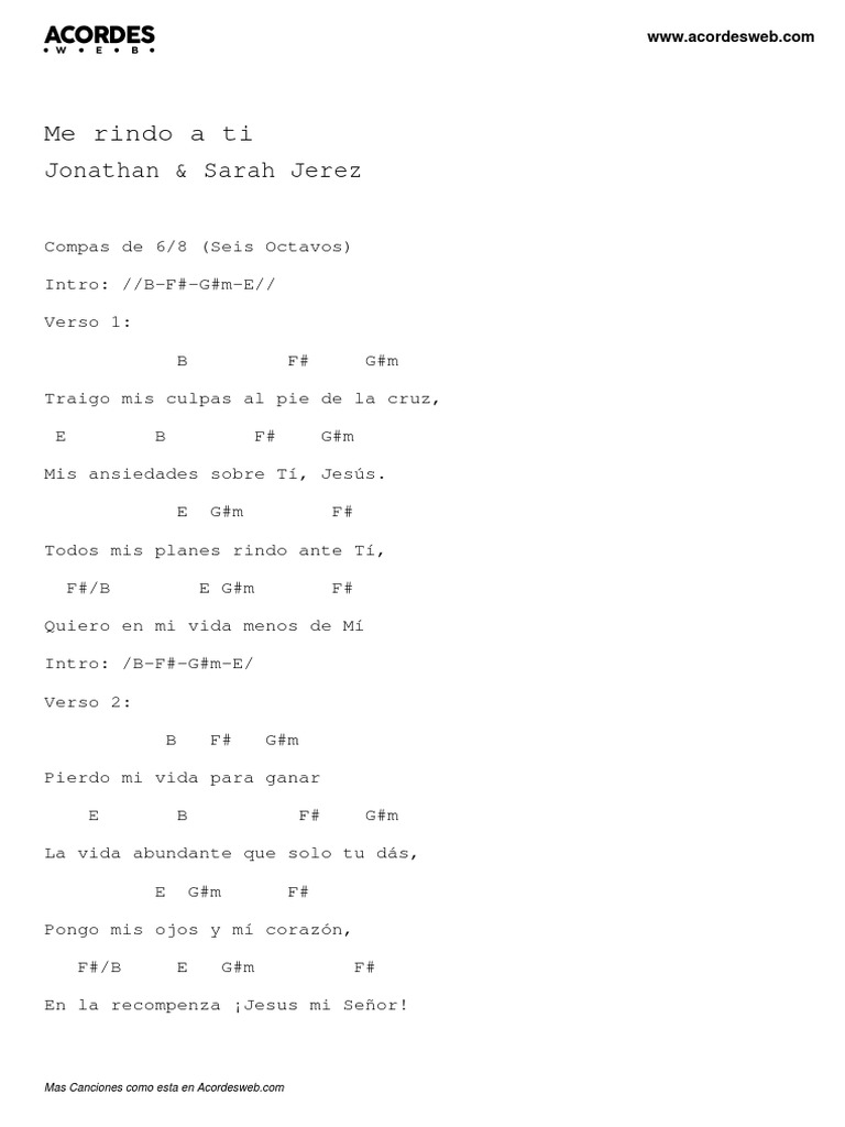 Me Rindo A Ti: Jonathan & Sarah Jerez | PDF