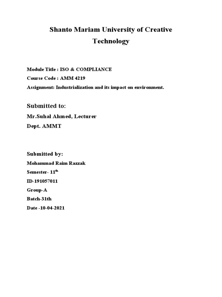 Shanto Mariam University of Creative Technology: Submitted To | PDF ...