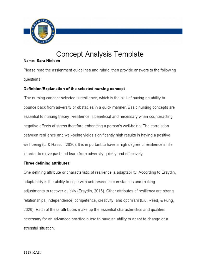 Concept Analysis Template: Name: Sara Nielsen | PDF | Psychological ...