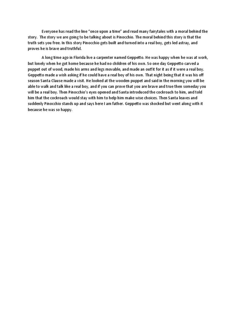 Pinocchio Narrative Essay | PDF