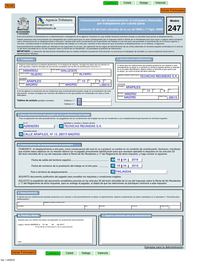 Modelo 247 | PDF | Impuestos | Impuesto sobre la renta