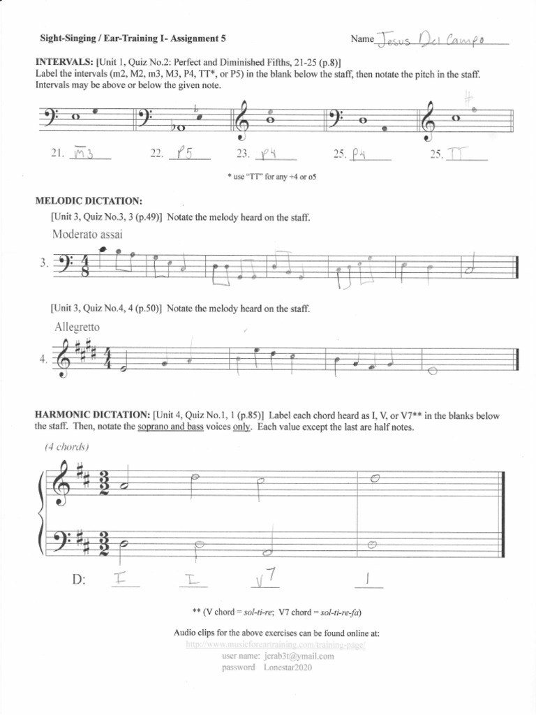Melodic: Ear-Training Intervals: (Unit 2l-25 TT | PDF