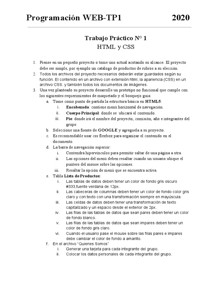 TP 1 - HTML y CSS | PDF | HTML | Hipervínculo
