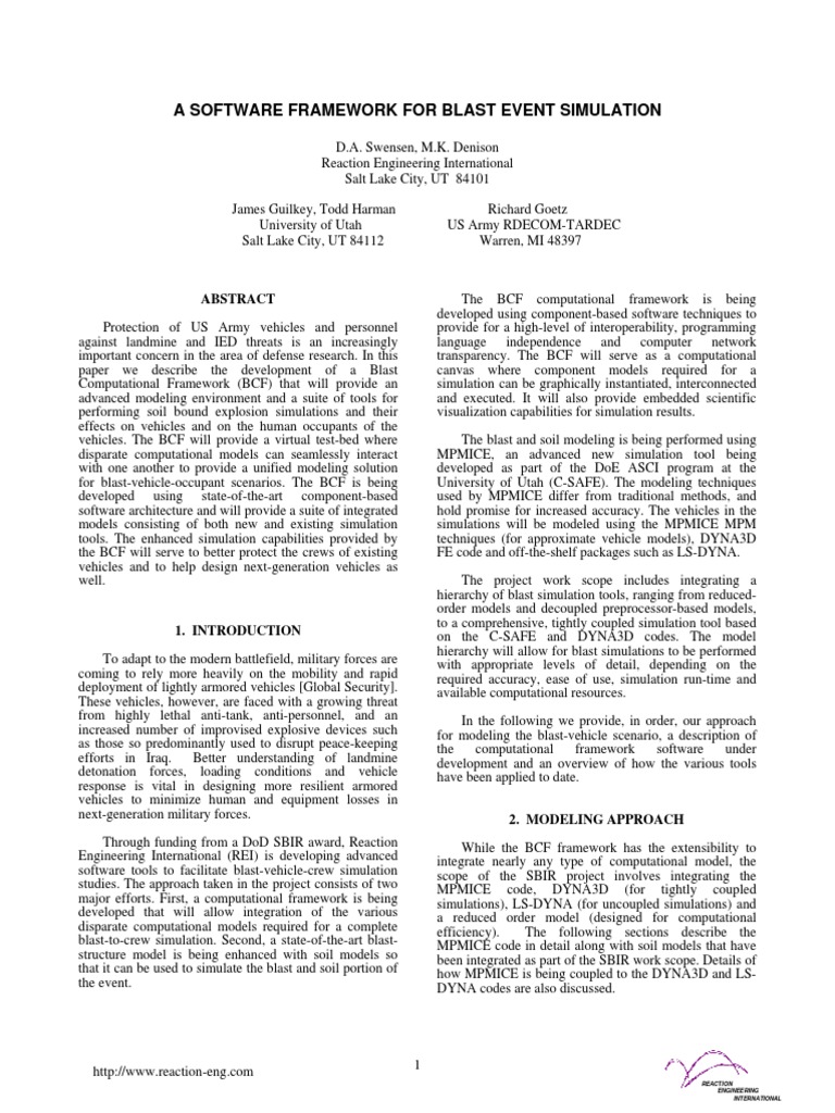 A Software Framework For Blast Event Simulation | PDF | Computational Fluid Dynamics | Simulation