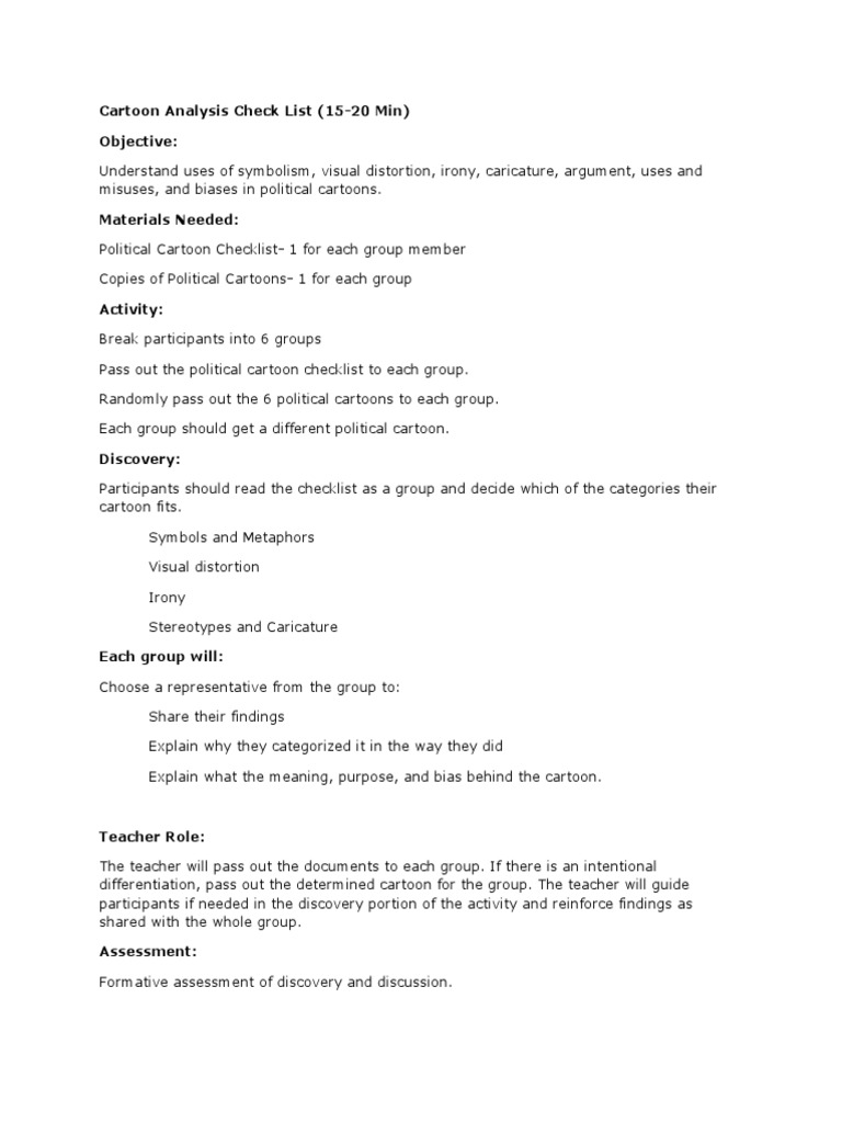 Cartoon Analysis Instructions | PDF