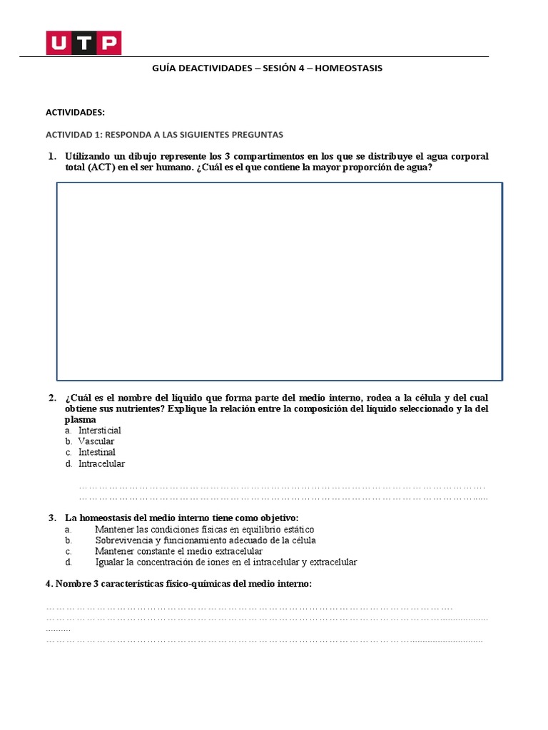 Guia Actividades - Sesión 4 - Homeostasis | PDF | Especialidades ...